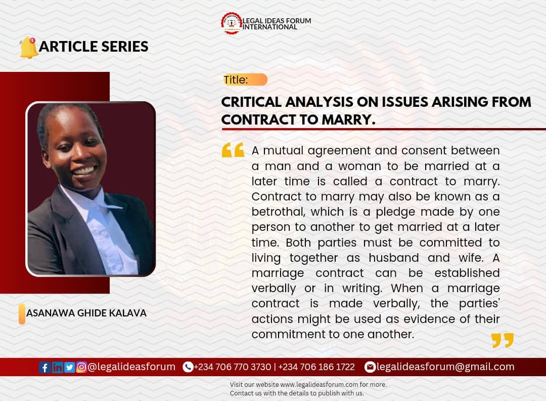 Critical Analysis of Issues Arising from Contract to Marry. - LEGAL ...