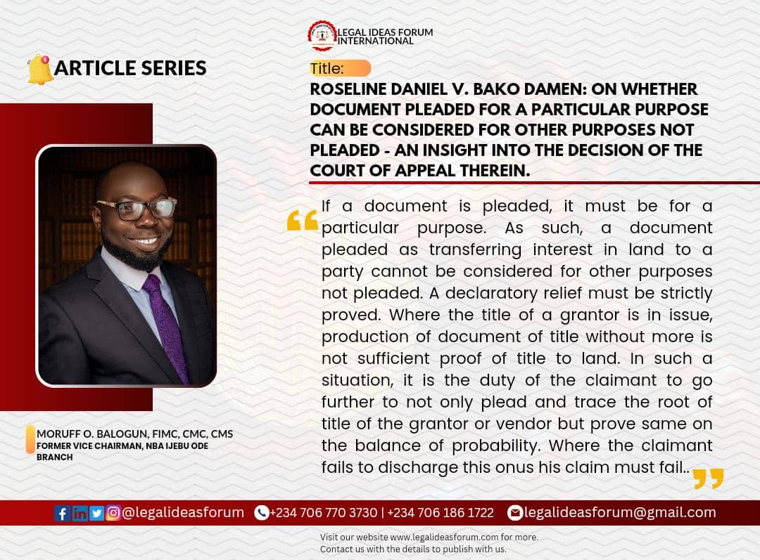 ROSELINE DANIEL v. BAKO DAMEN: On whether document pleaded for a ...