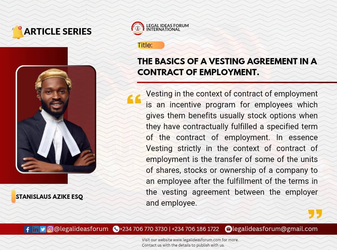 The Basics of a Vesting Agreement in a Contract of Employment. - LEGAL ...